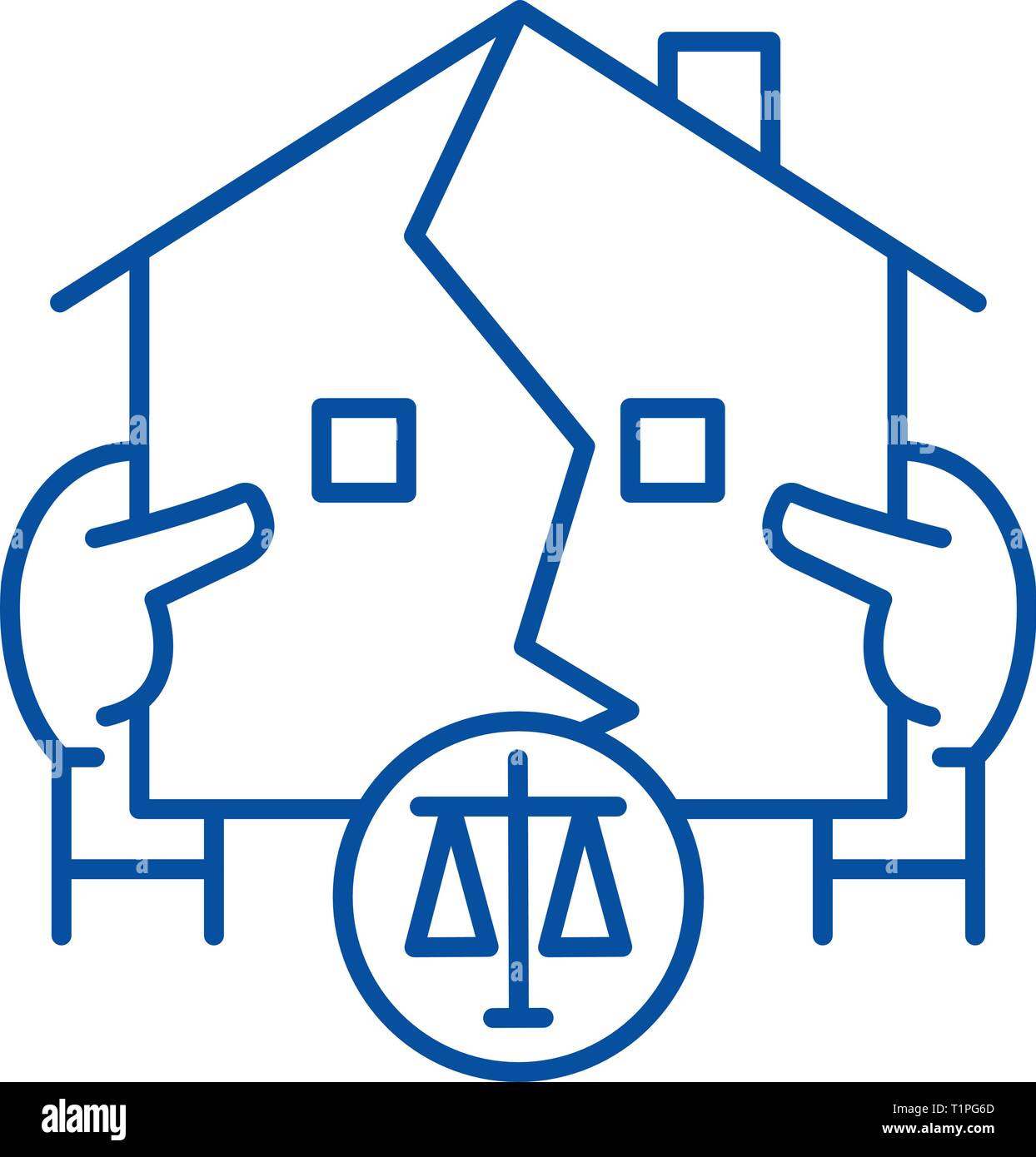 Real estate law line icon concept. Real estate law flat vector symbol ...