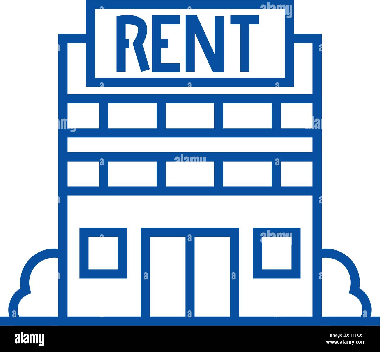 Real estate rent line icon concept. Real estate rent flat vector symbol ...