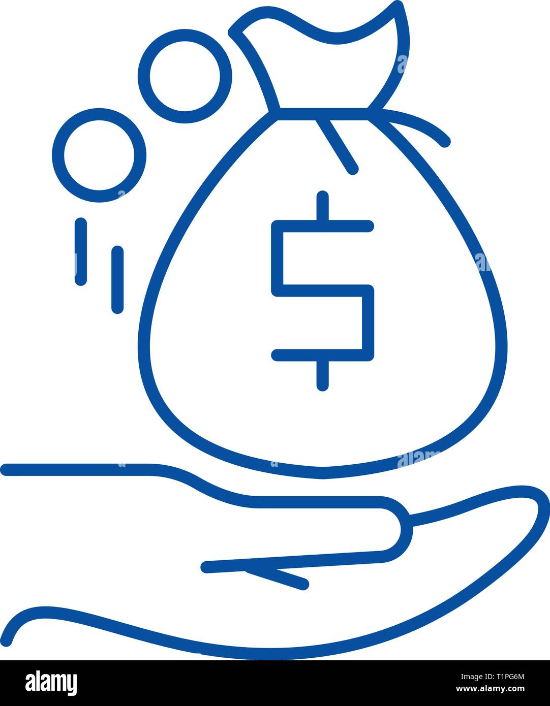 Receiving the money line icon concept. Receiving the money flat vector ...