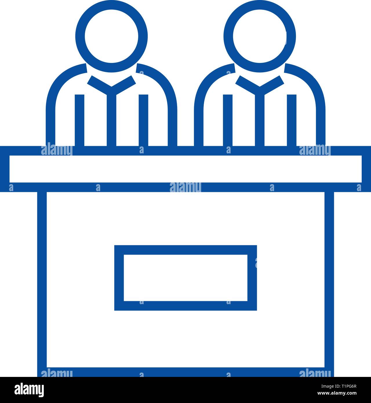 Receptionist desk line icon concept. Receptionist desk flat vector ...