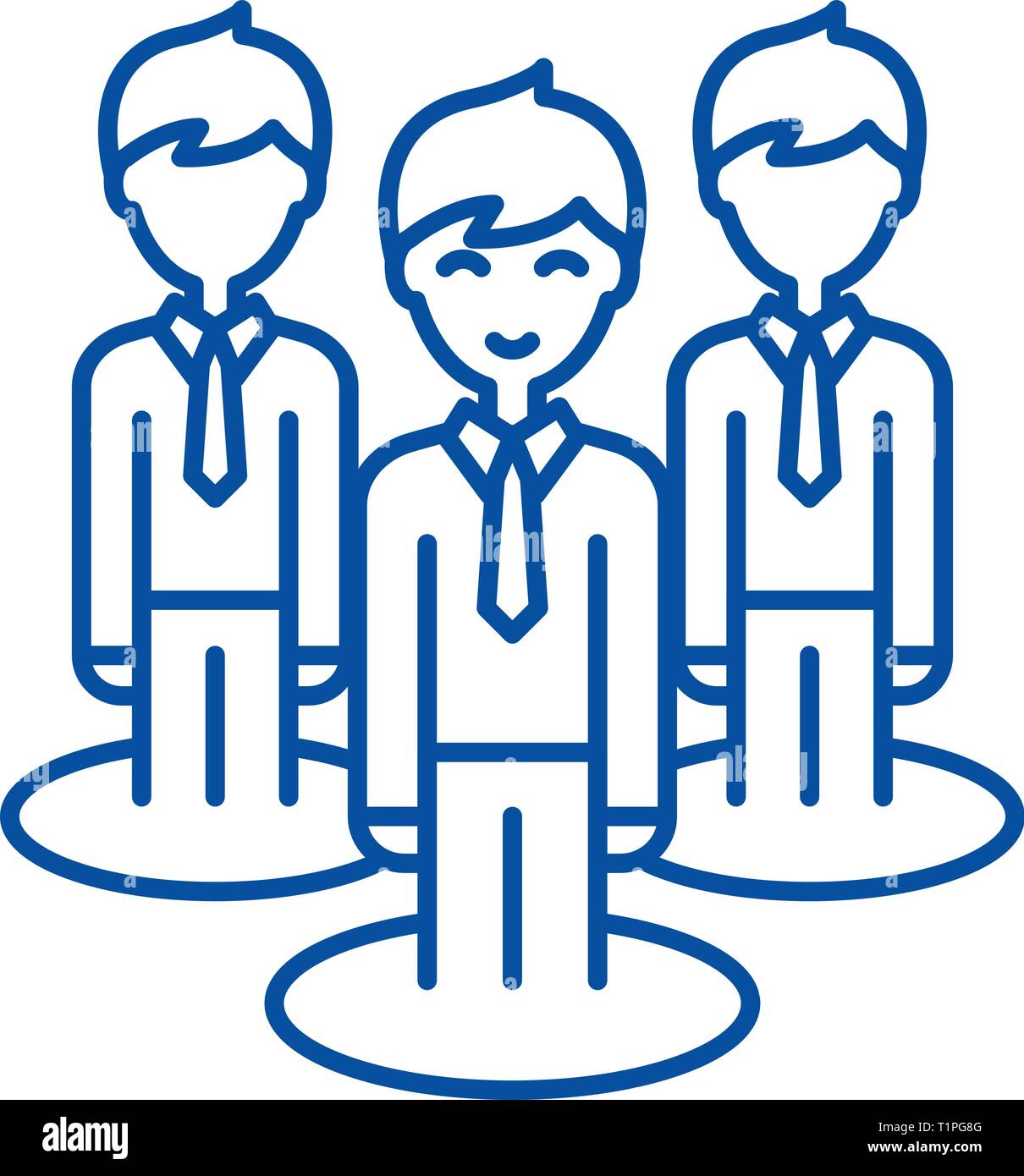 Remote office team line icon concept. Remote office team flat vector ...