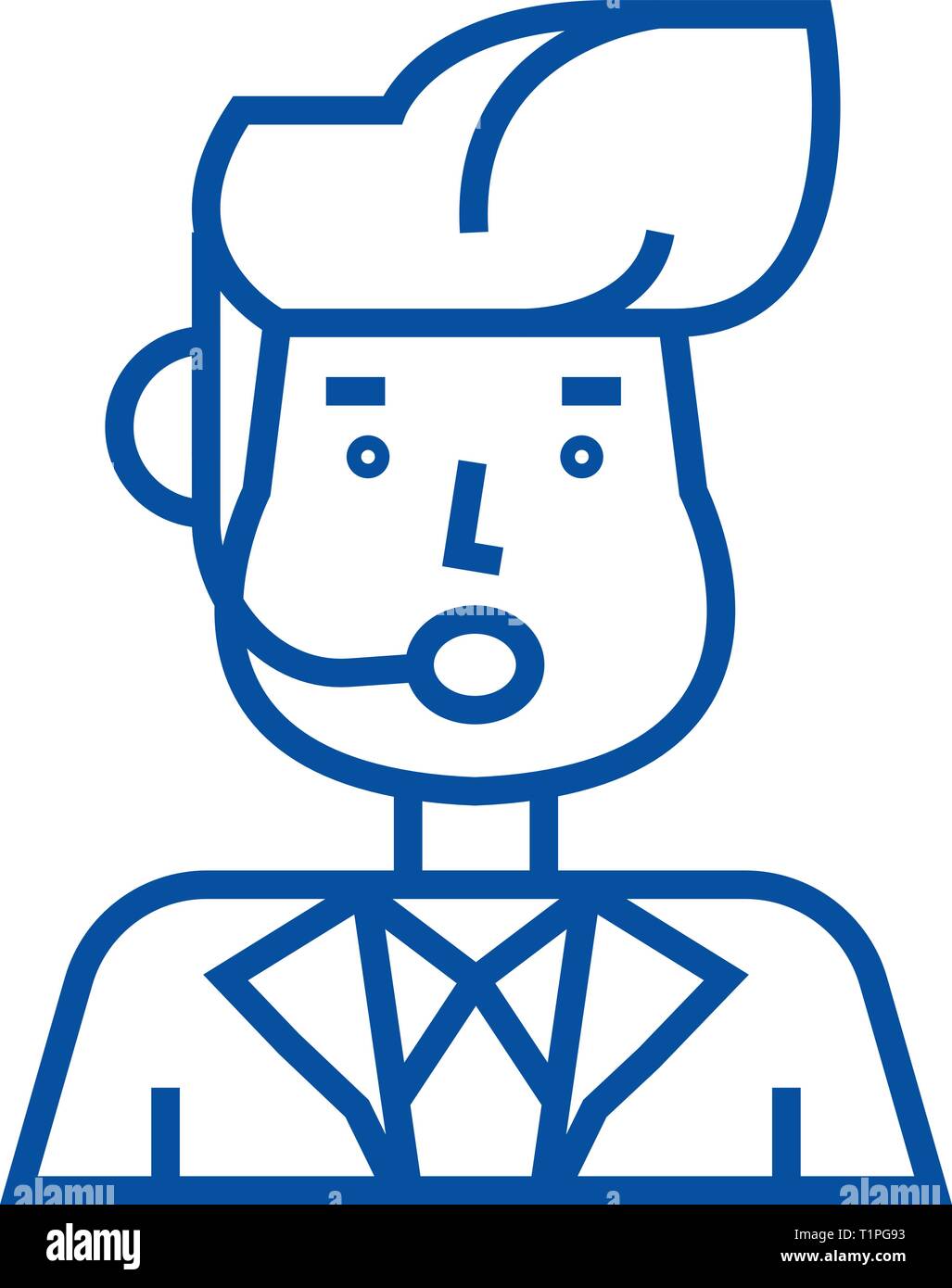 Reporter man,news broadcasting line icon concept. Reporter man,news ...
