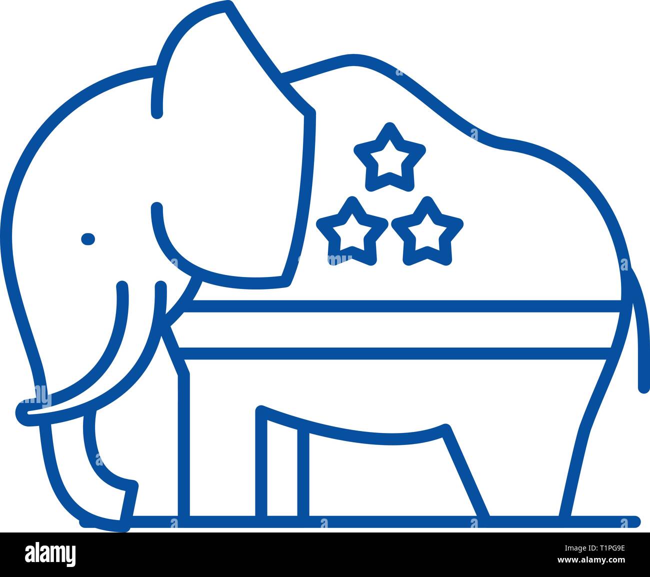 Republican elephant line icon concept. Republican elephant flat vector ...