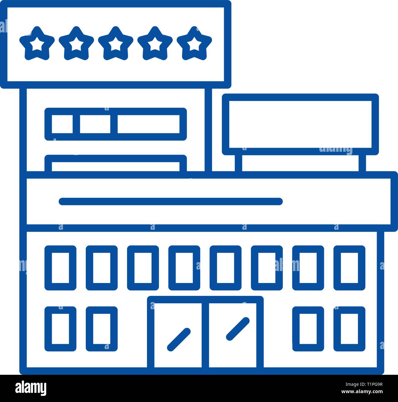 Resort hotel line icon concept. Resort hotel flat vector symbol, sign ...