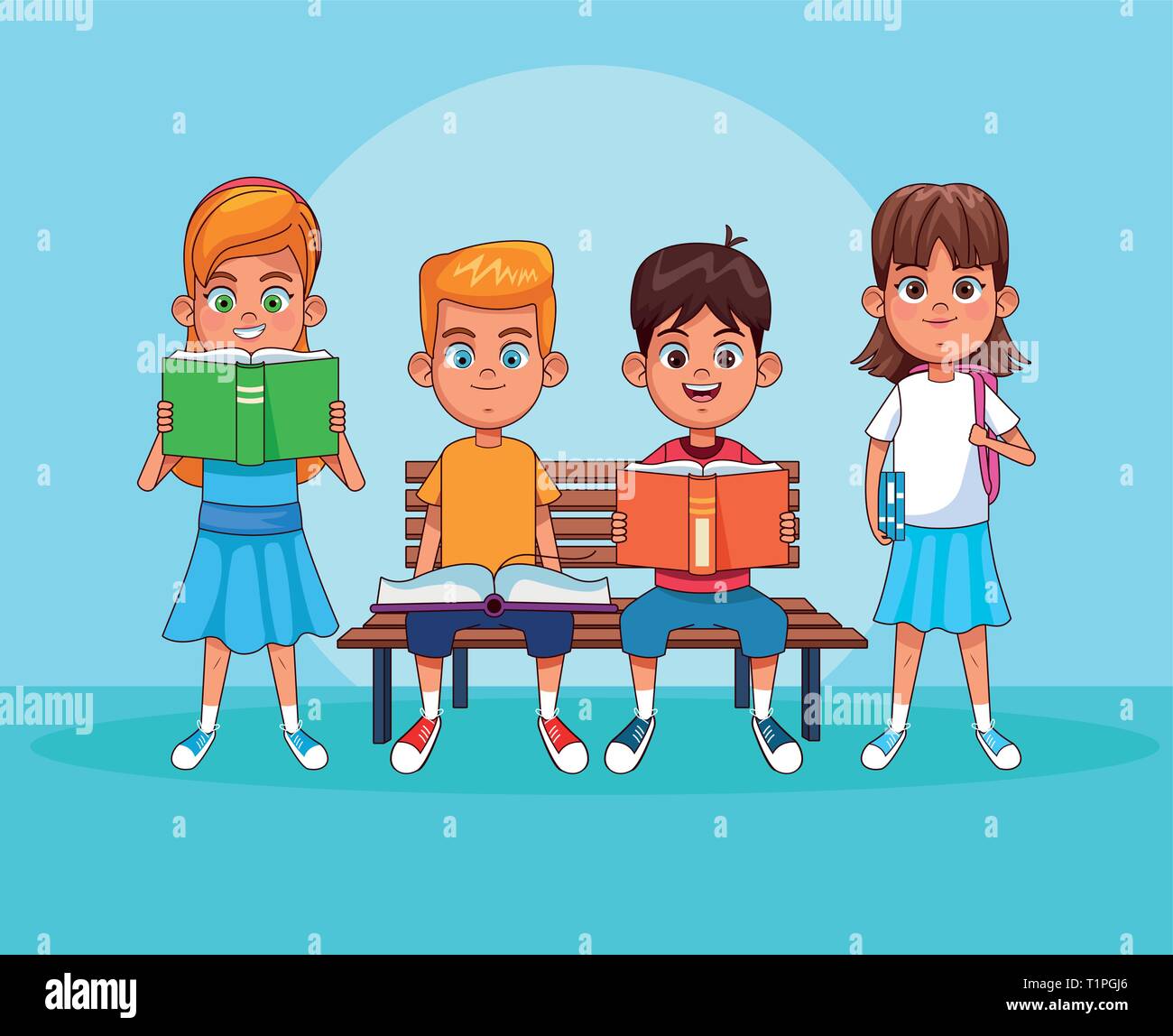 Kids reading books cartoons Stock Vector Image & Art - Alamy
