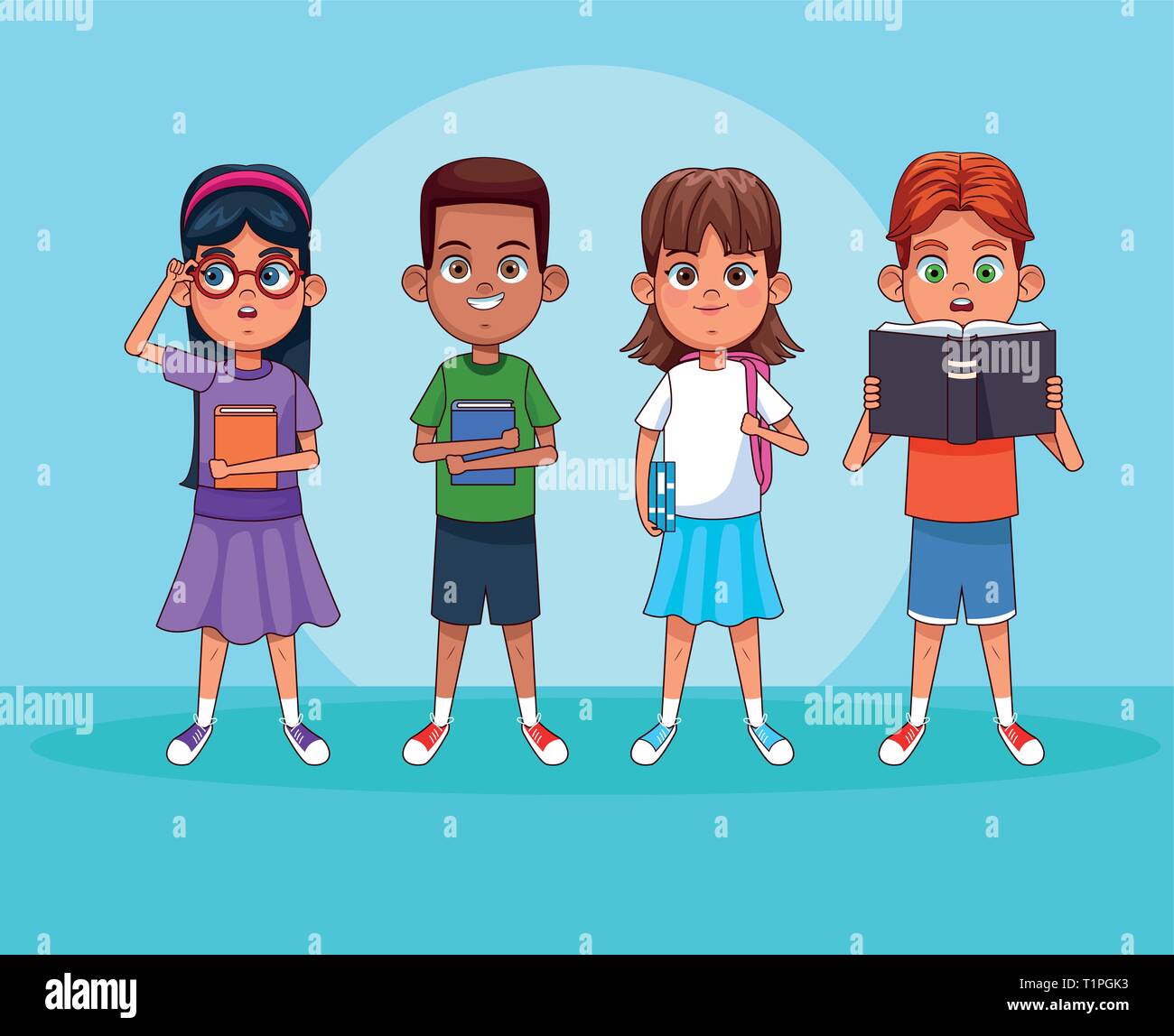 Kids reading books cartoons Stock Vector Image & Art - Alamy