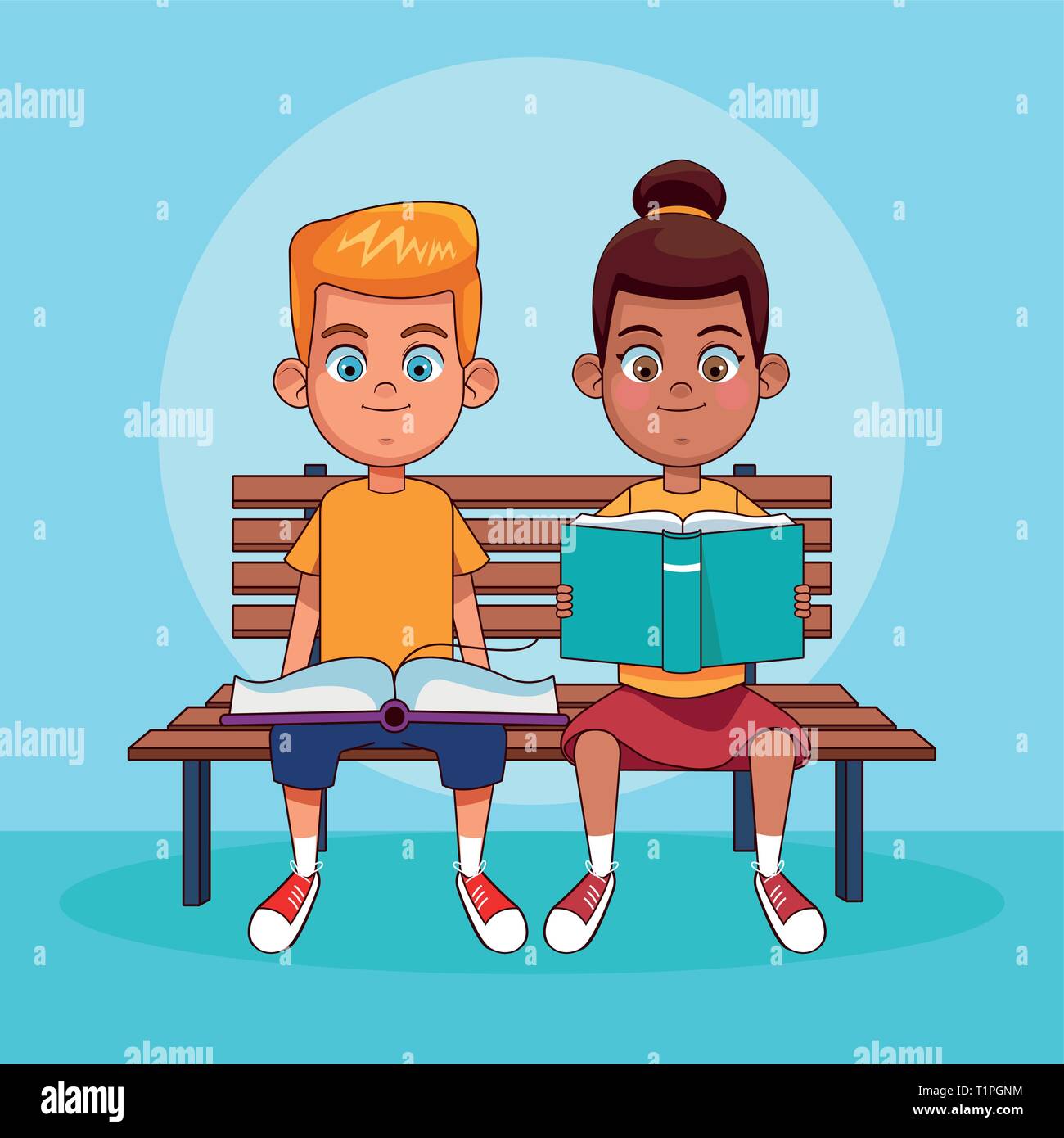Kids reading books cartoons Stock Vector Image & Art - Alamy
