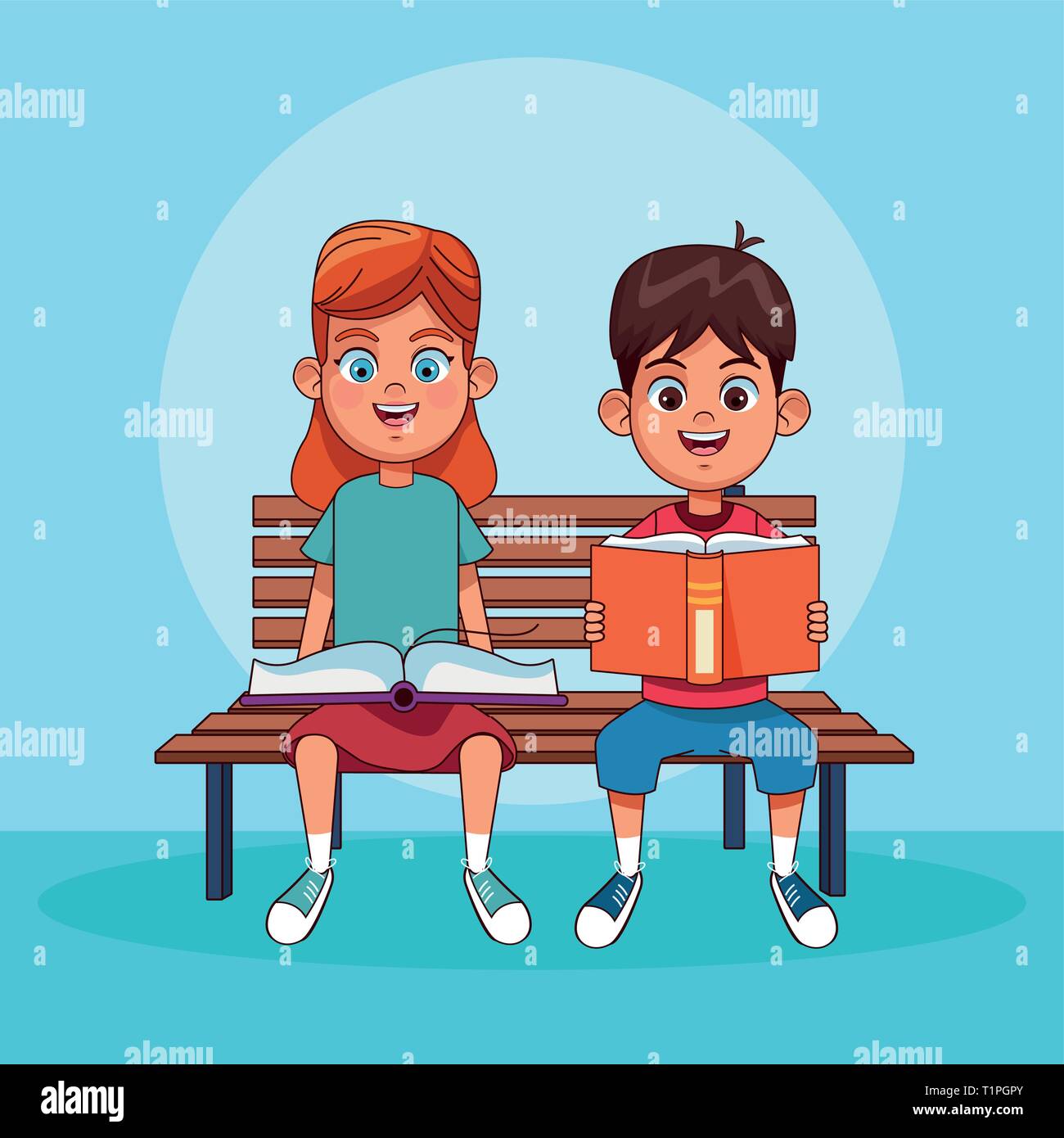 Kids reading books cartoons Stock Vector Image & Art - Alamy