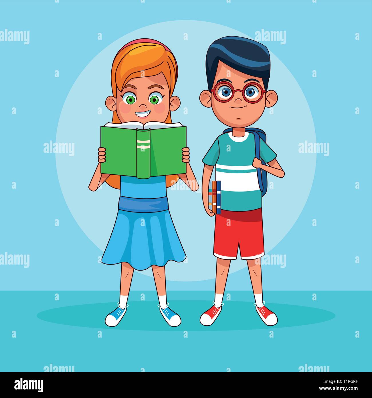 Kids reading books cartoons Stock Vector Image & Art - Alamy