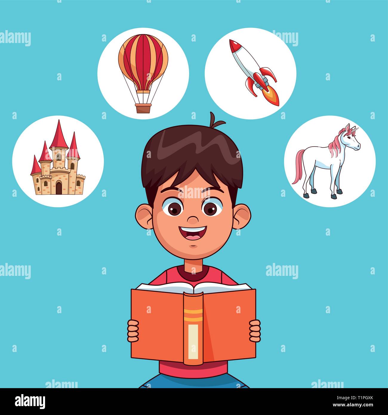 Kids reading fairy tales Stock Vector Image & Art - Alamy