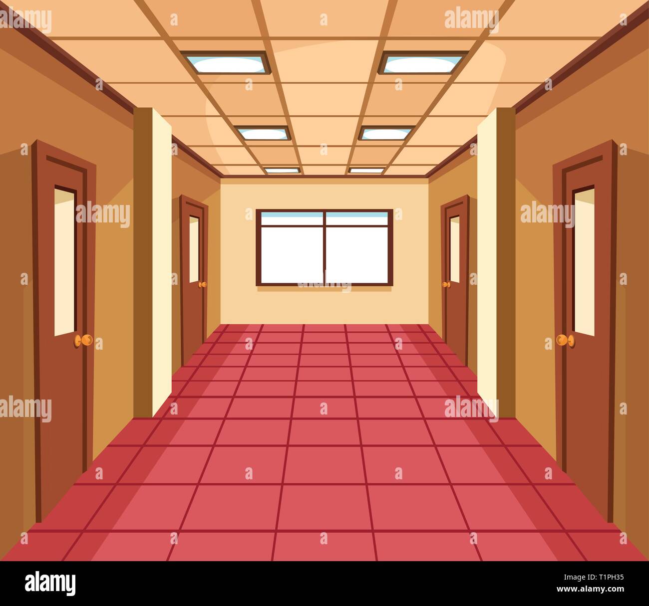 School hall with classroom doors Stock Vector Image & Art - Alamy