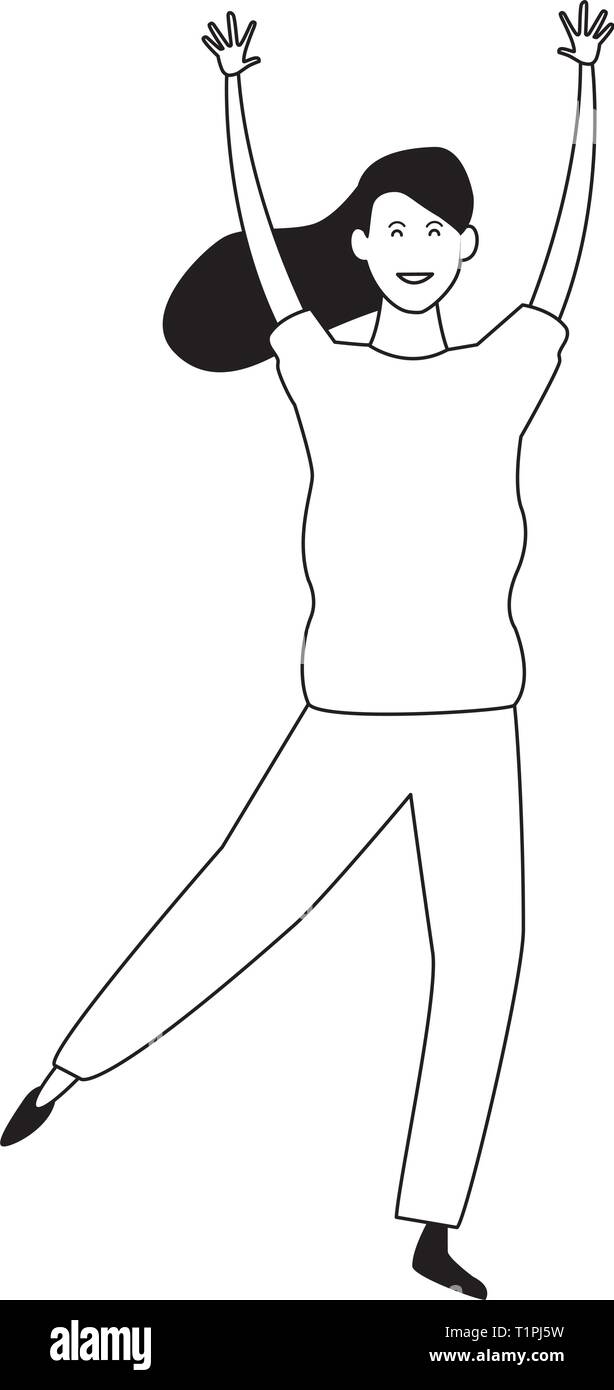 Happy woman dancing cartoon Stock Vector Image & Art - Alamy