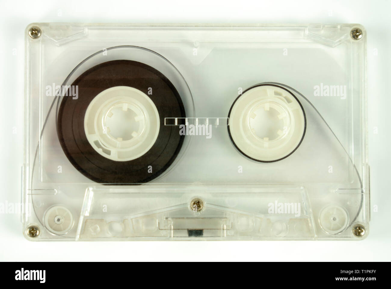 transparent audio cassette on white background Stock Photo - Alamy