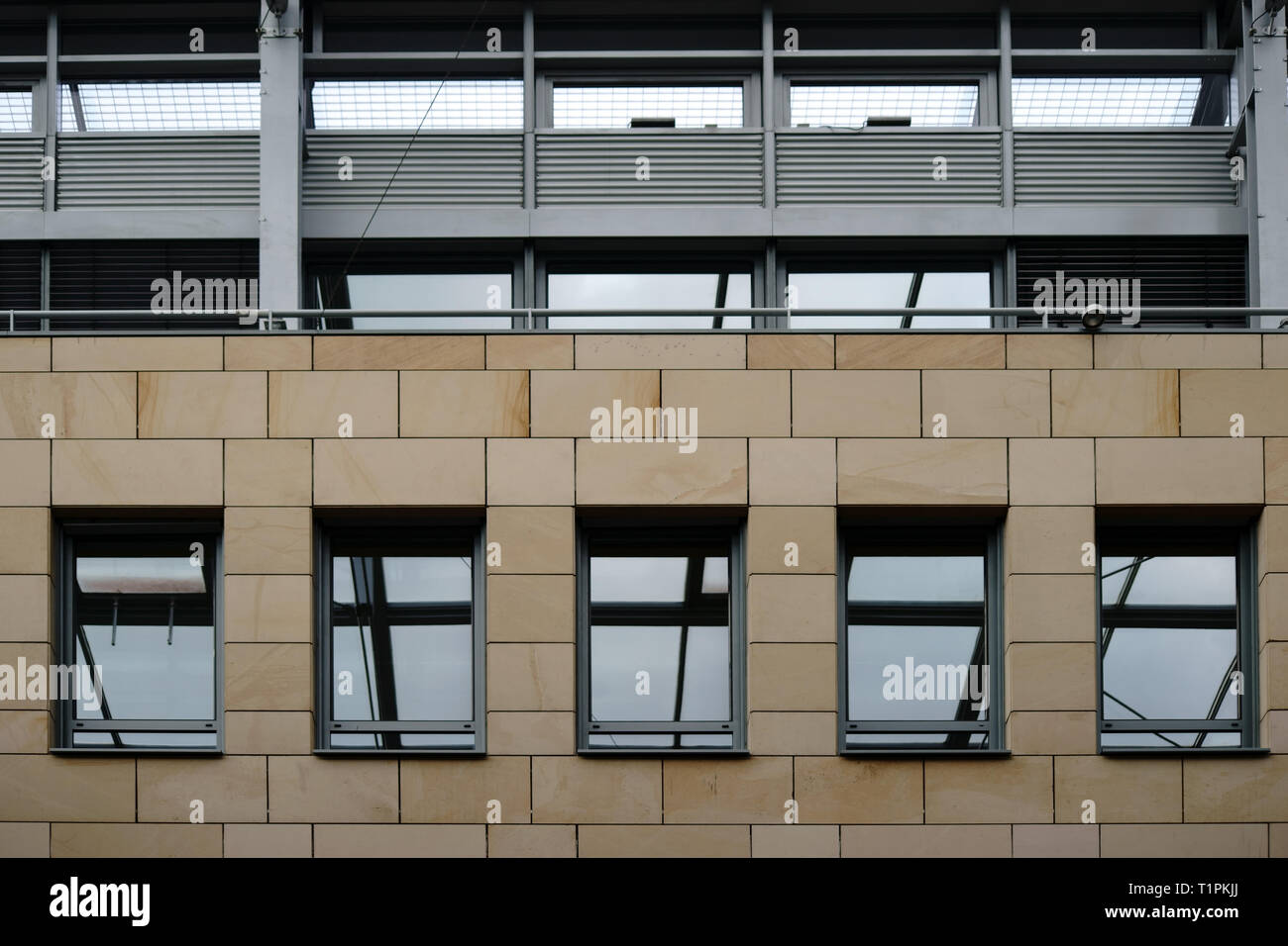 The steel construction of the roof of a modern building with a striking ...