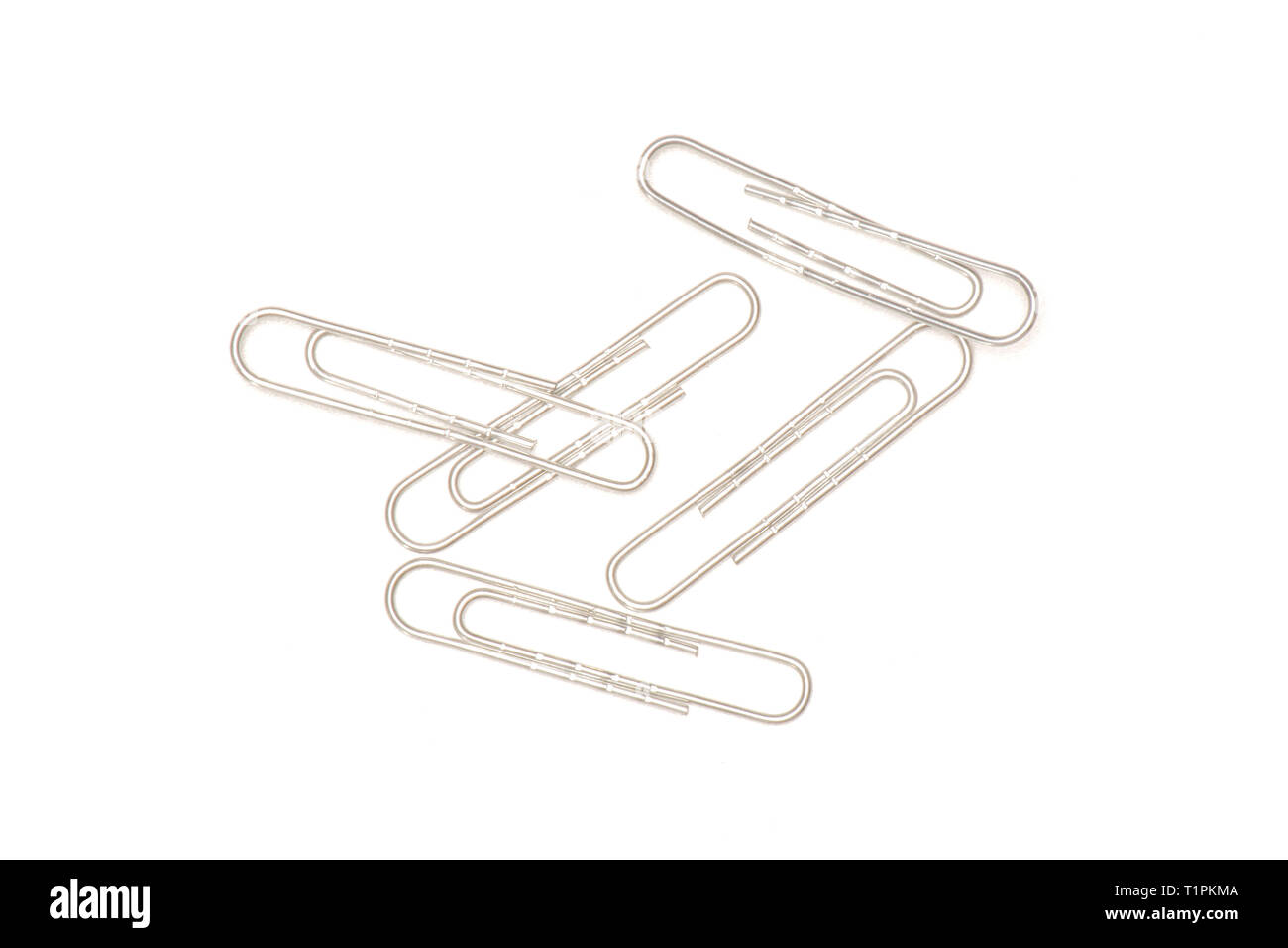 Five paper clips flatlay isolated on white background Stock Photo - Alamy