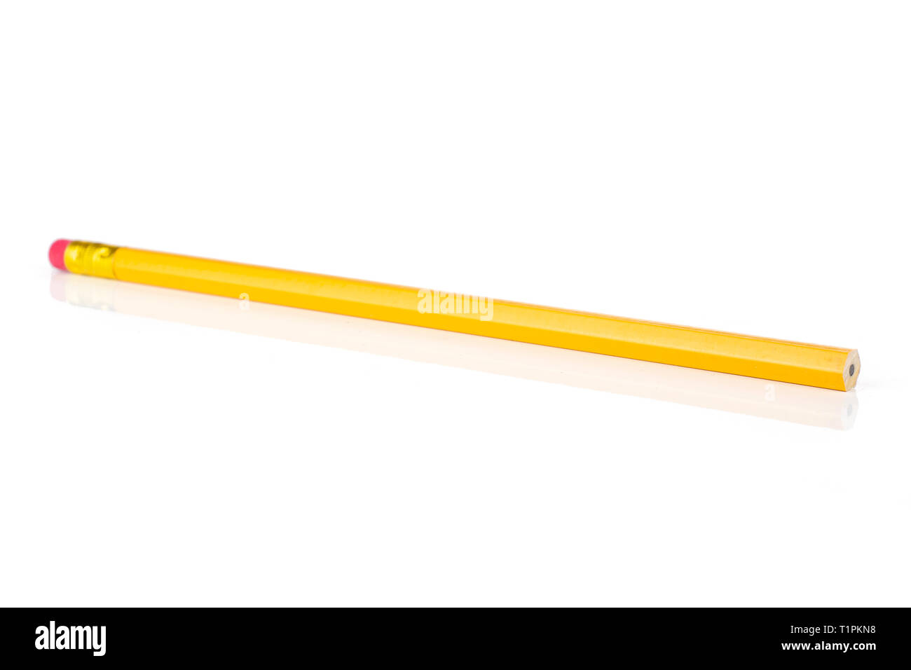 One whole yellow pencil isolated on white background Stock Photo - Alamy