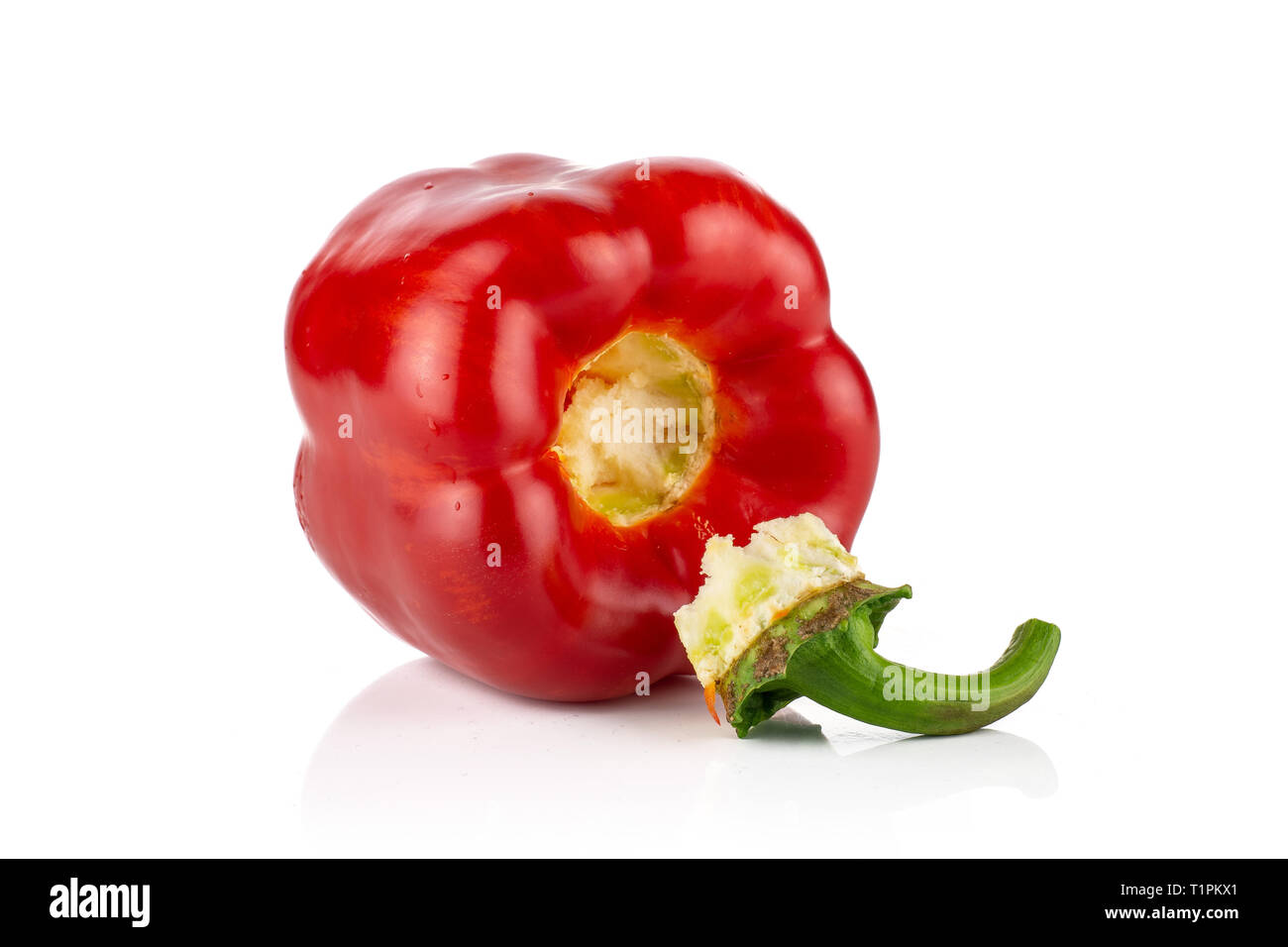 One whole bulgarian red bell pepper isolated on white background Stock ...