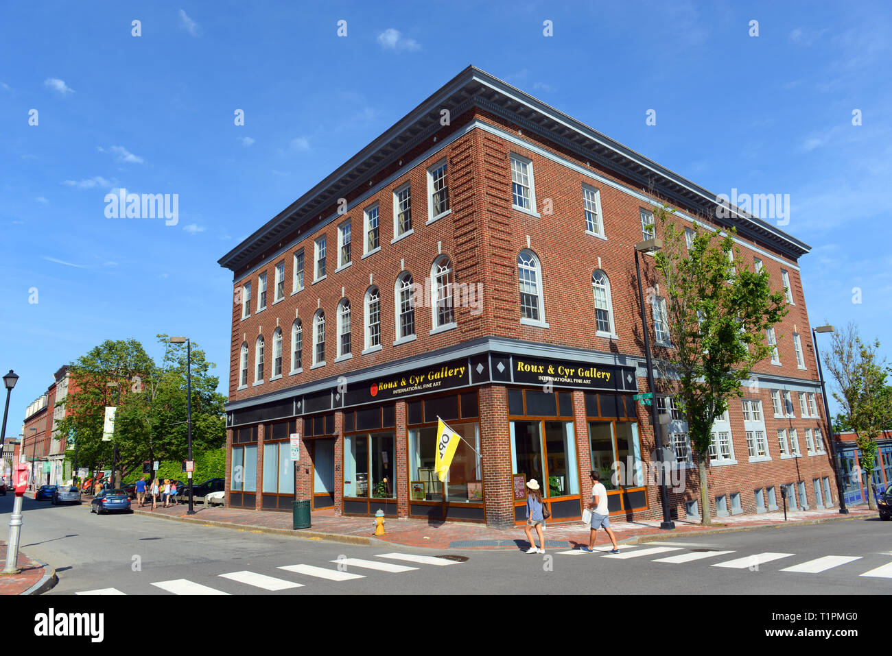 Portland Free Street at Old Port, Portland, Maine, USA. Old Port is ...