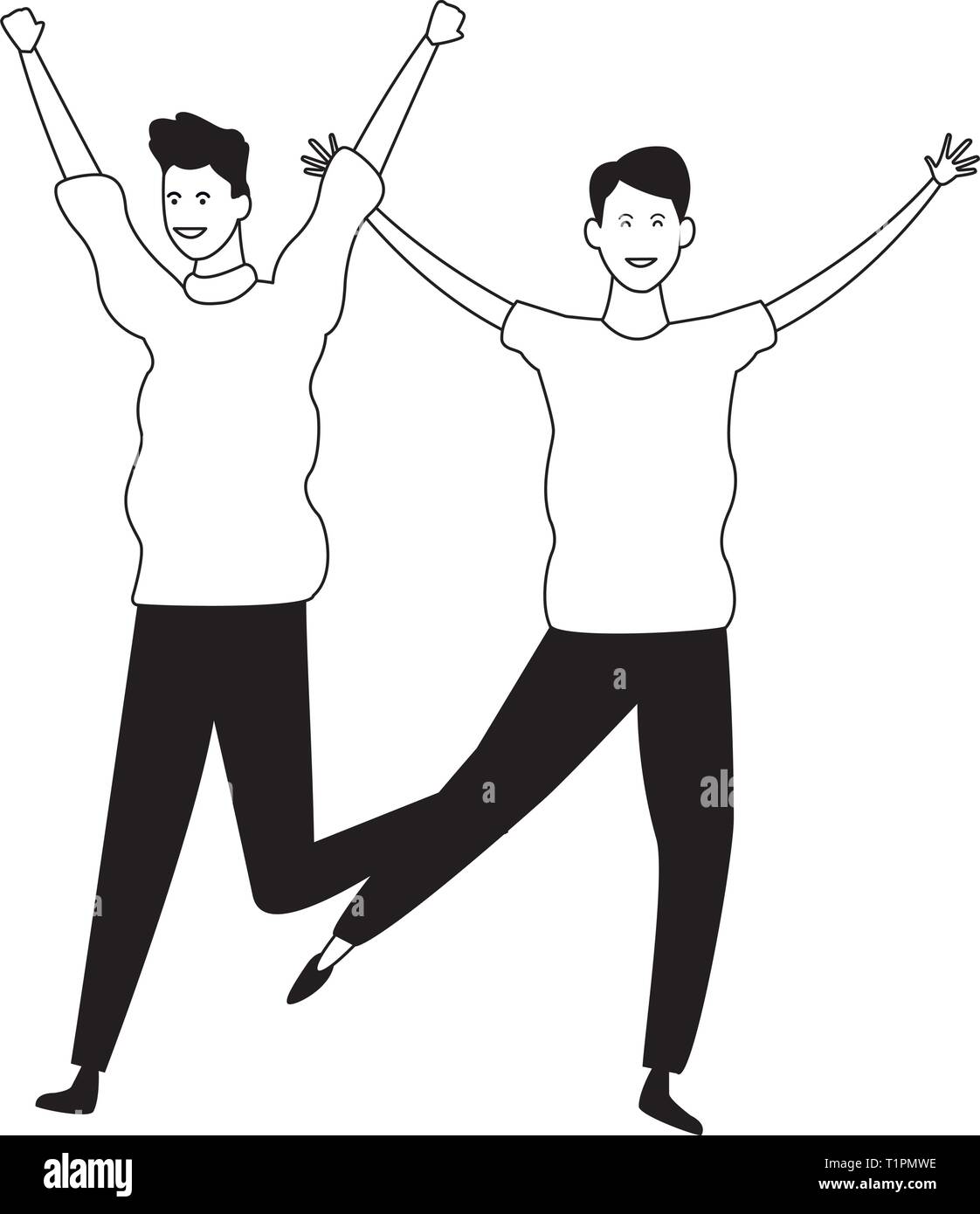Male friends having fun in black and white Stock Vector Image & Art - Alamy