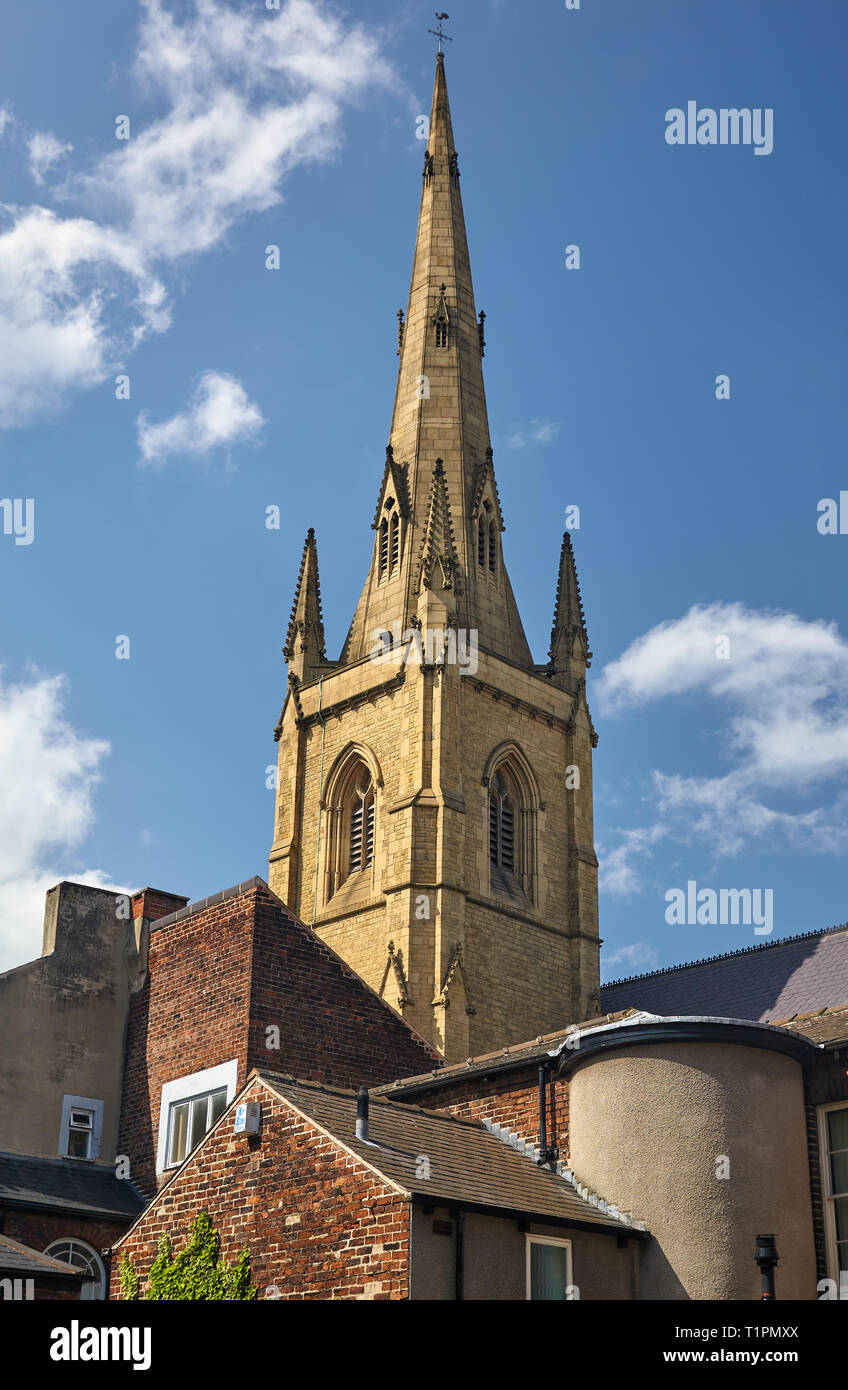 The view of tower of Roman Catholic Cathedral Church of St Marie with ...