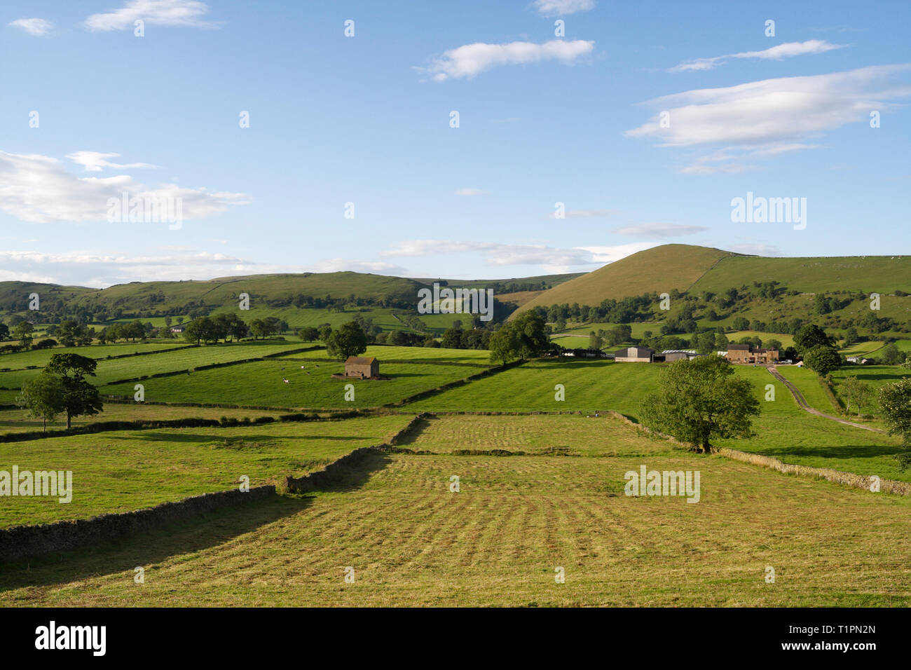 Farmland, Dovedale, Peak District National park Staffordshire England ...