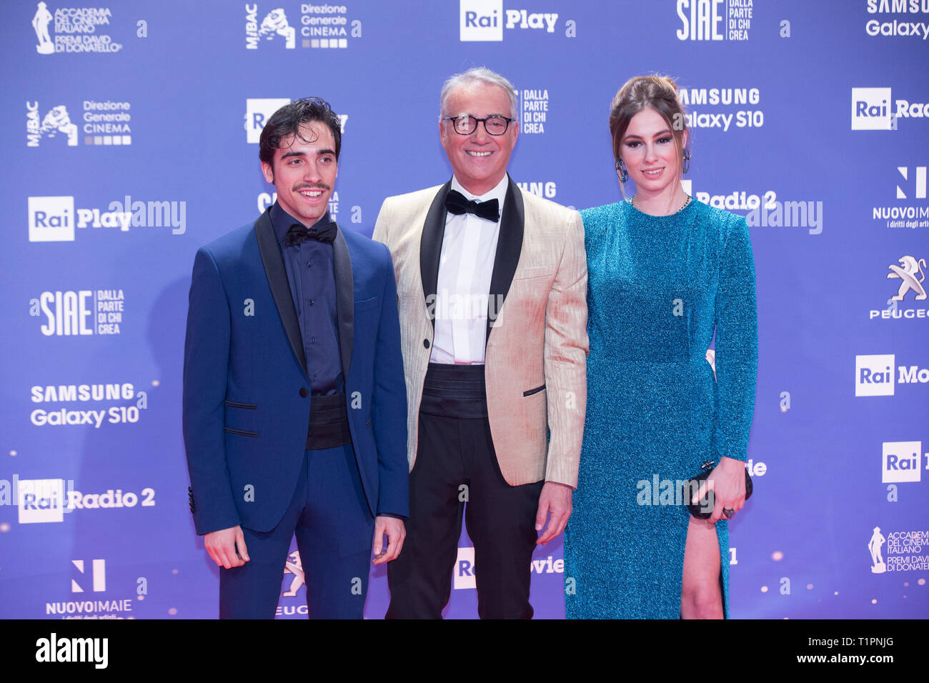 Roma, Italy. 28th Mar, 2019. Massimo Ghini with son and daughter Red ...