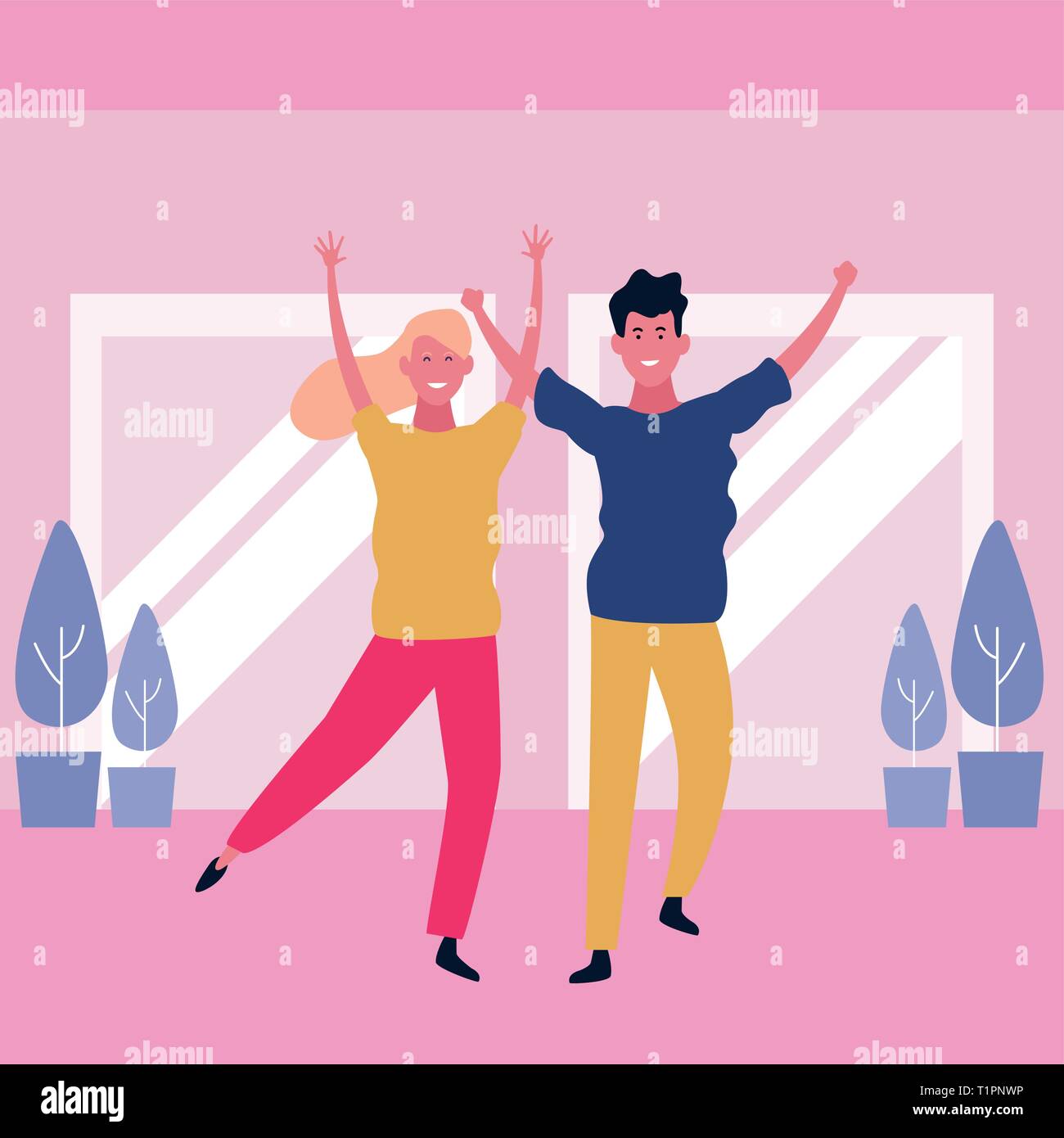 Couple having fun and dancing Stock Vector Image & Art - Alamy