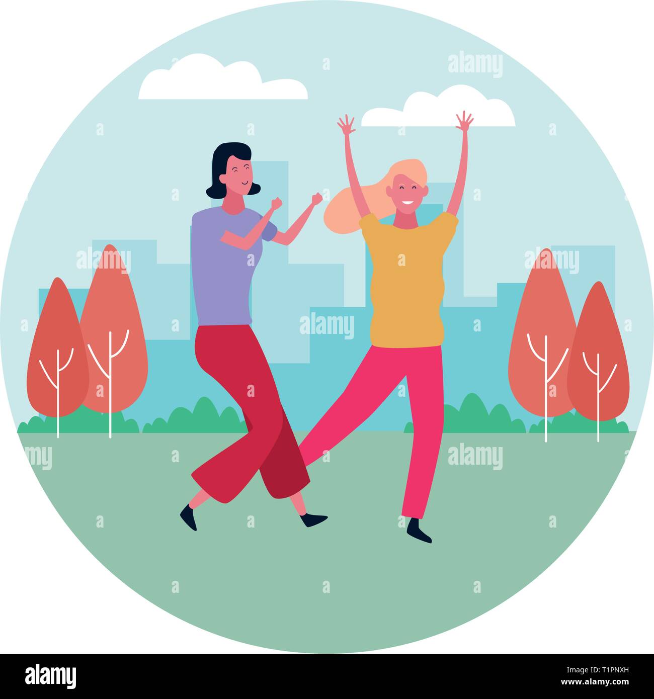 Two women having Stock Vector Images - Alamy