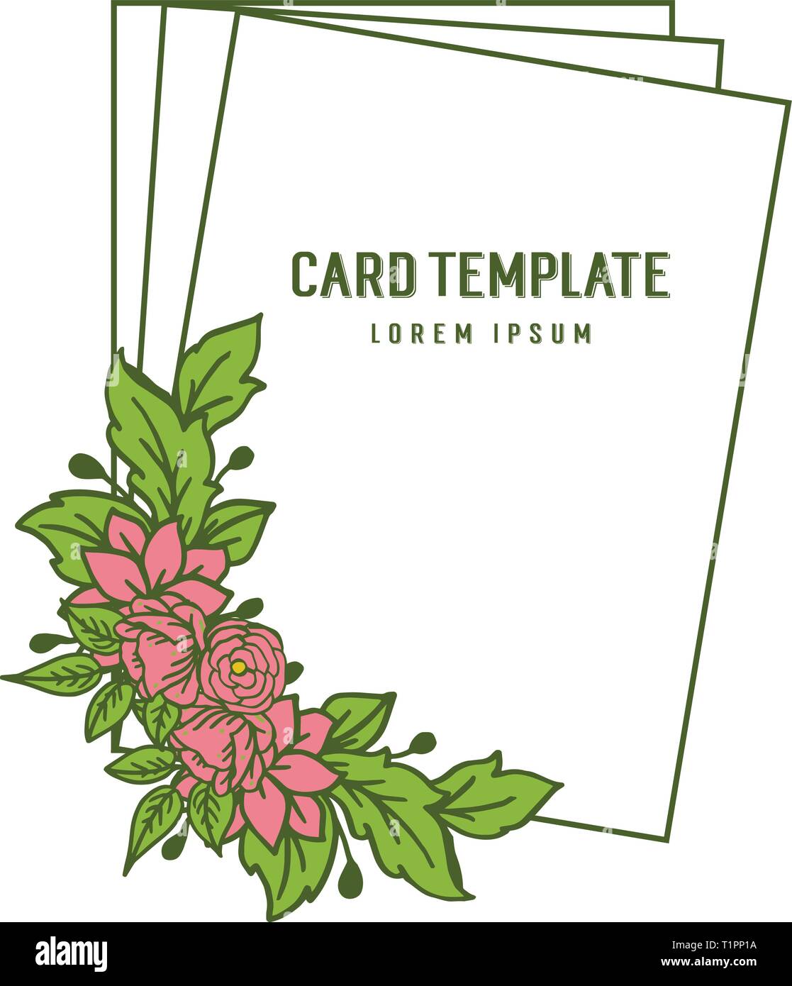 Vector illustration decor of card template with beautiful pink flower ...