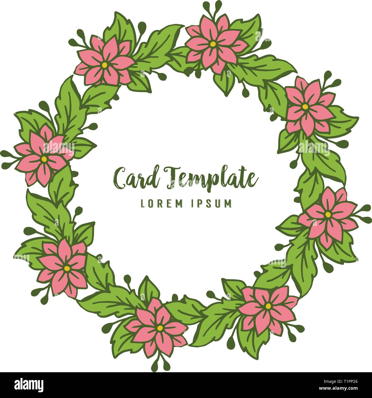 Vector illustration decor of card template with beautiful pink flower ...