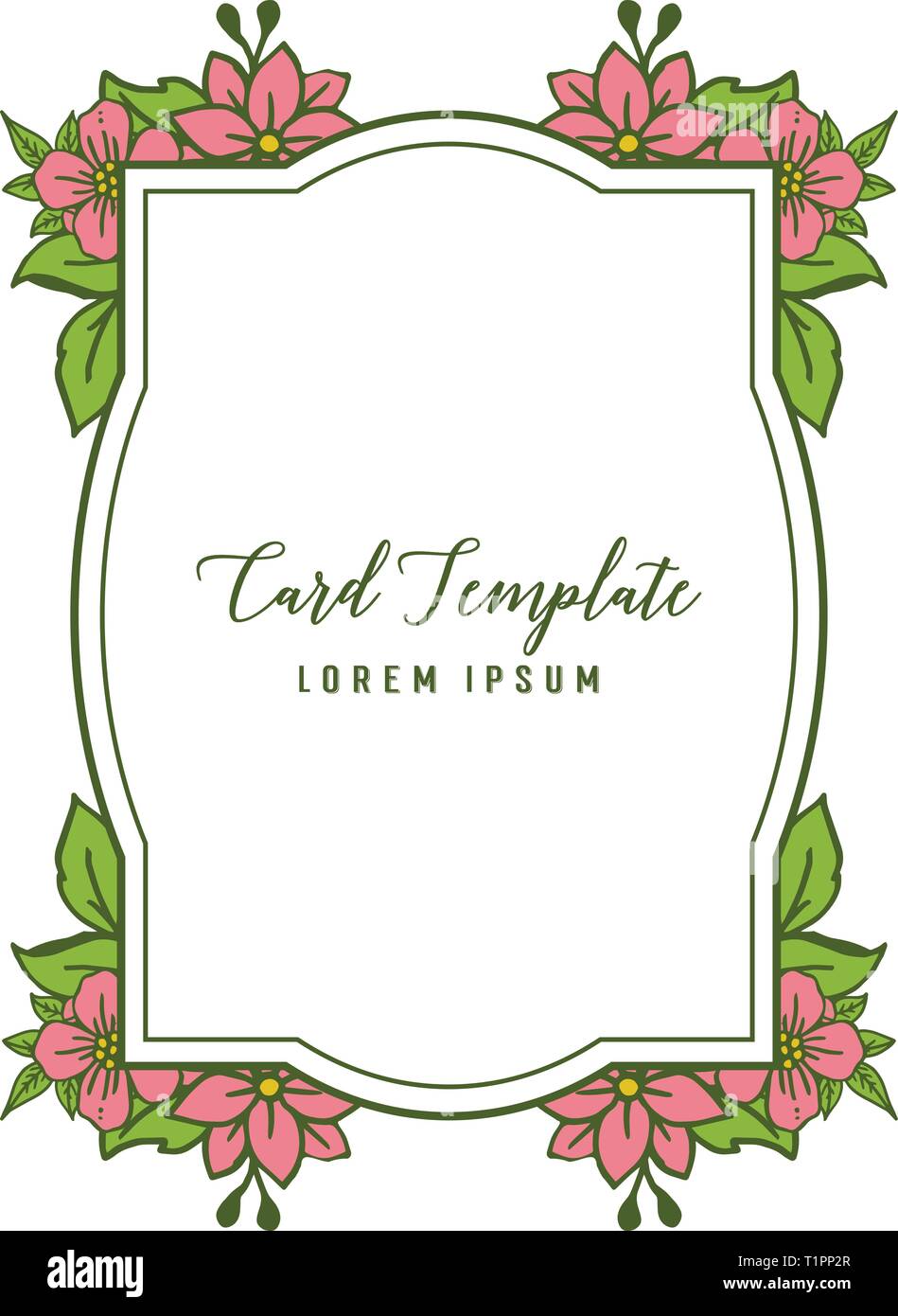 Vector illustration decor of card template with beautiful pink flower ...