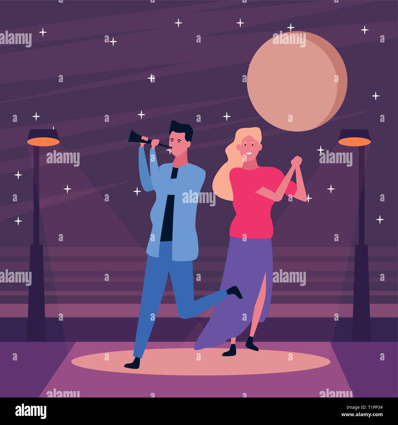 Couple having fun and dancing Stock Vector Image & Art - Alamy