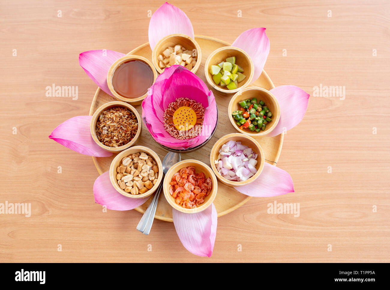 pink lotus petal flower decorated and is part of thai snack food on ...