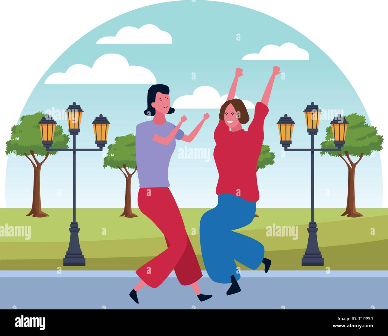 Women dancing outdoors Stock Vector Images - Alamy