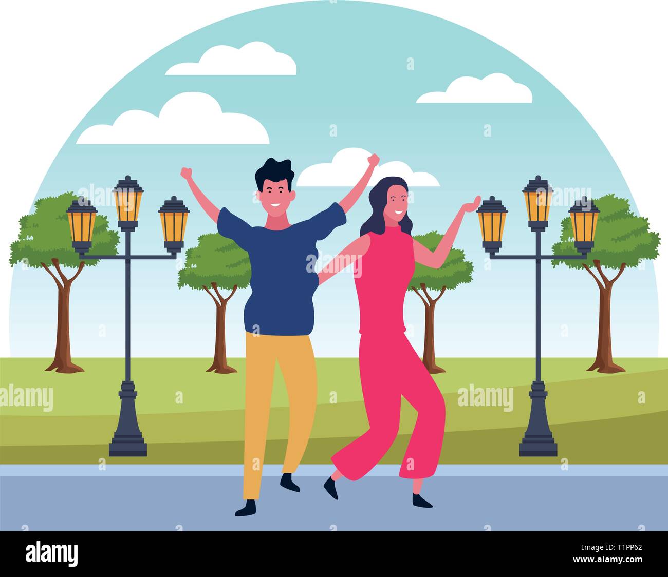 Couple having fun and dancing Stock Vector Image & Art - Alamy
