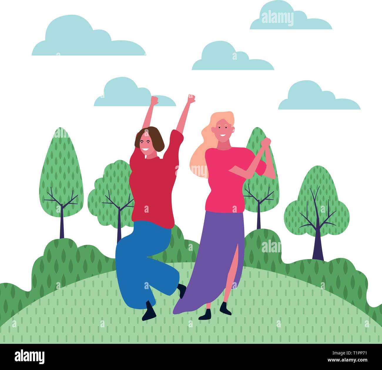 Two women friends cartoon Stock Vector Image & Art - Alamy