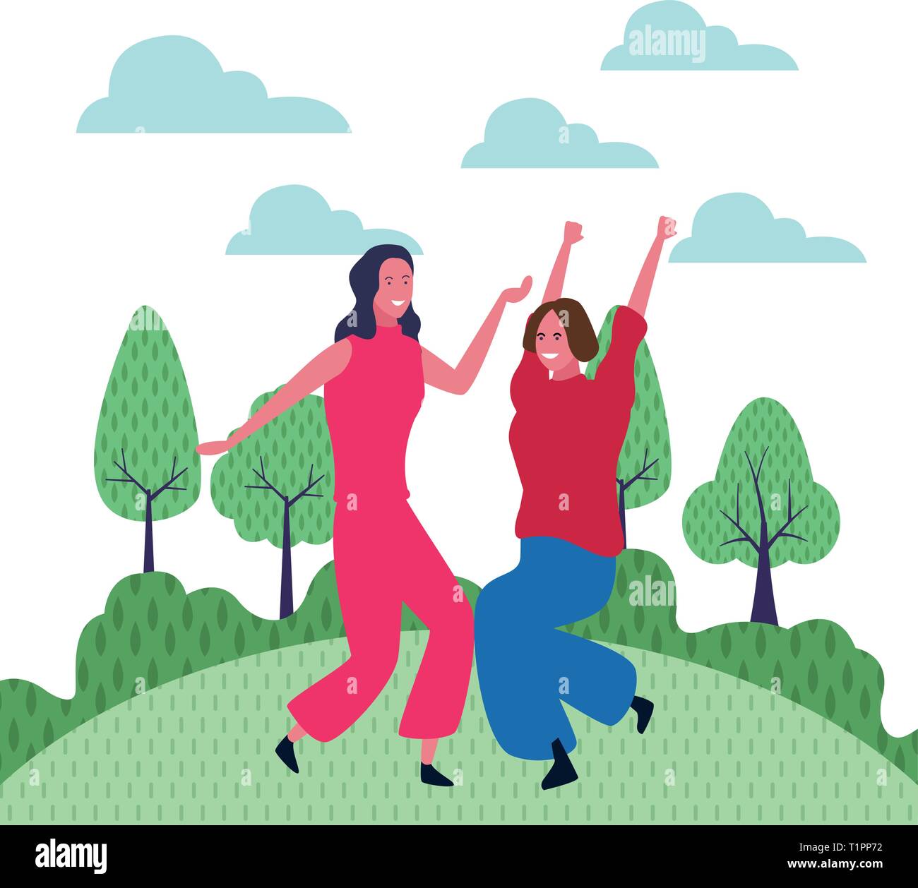 Two women friends cartoon Stock Vector Image & Art - Alamy
