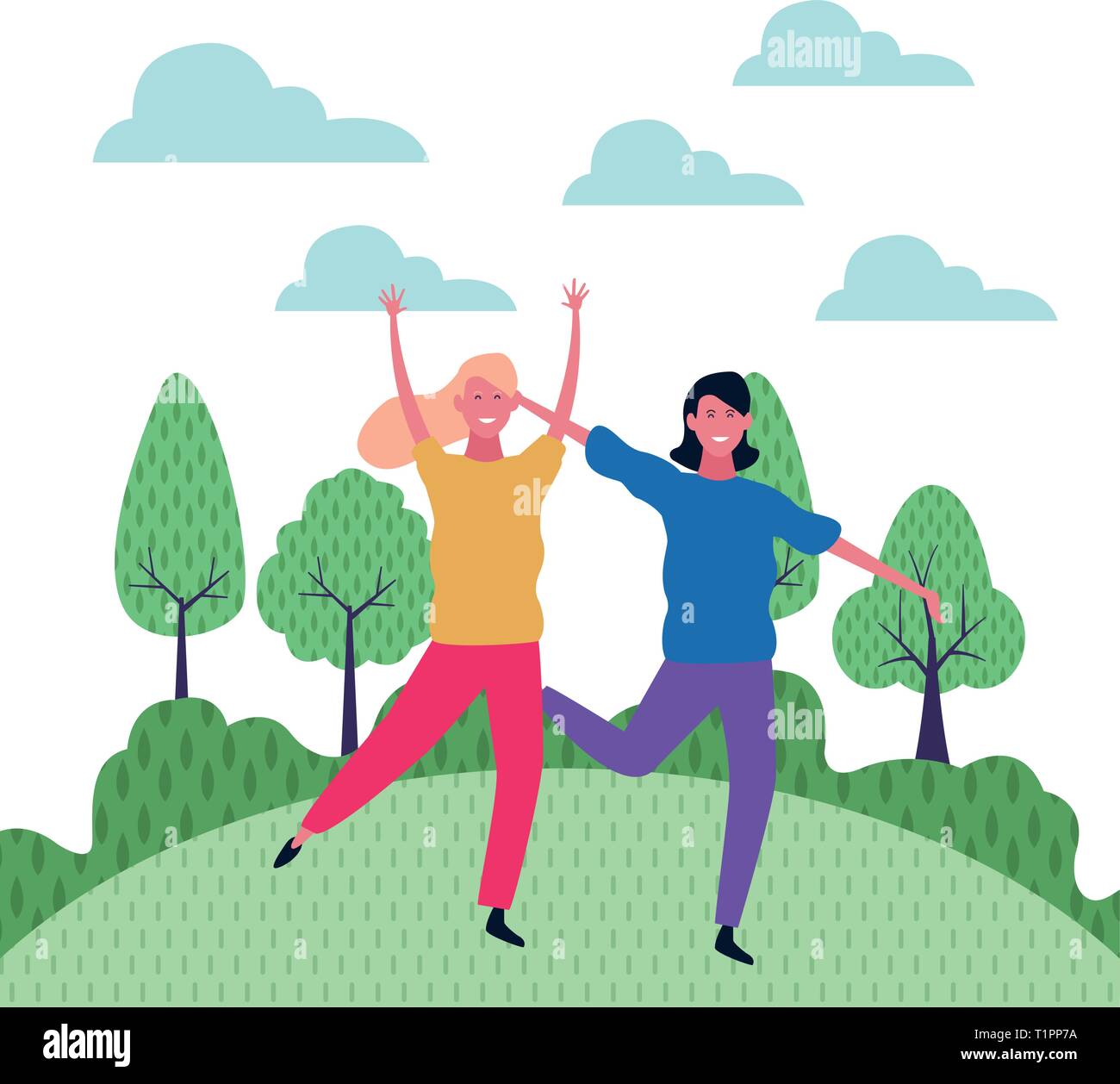 Two women friends cartoon Stock Vector Image & Art - Alamy