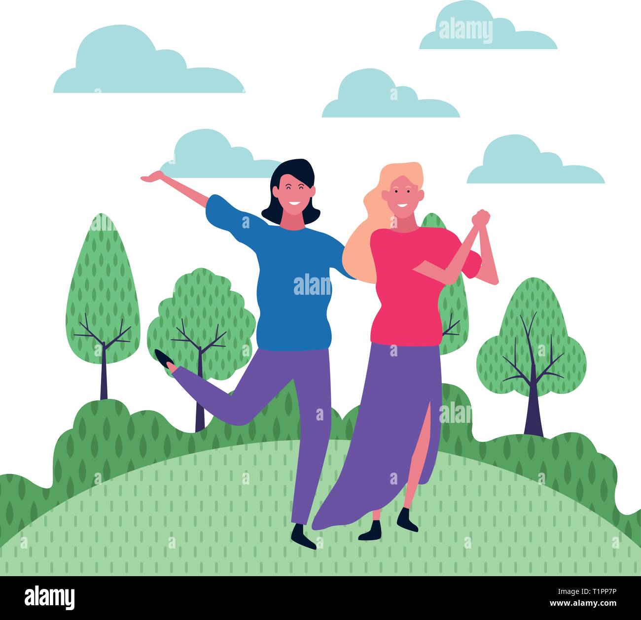 Two women friends cartoon Stock Vector Image & Art - Alamy