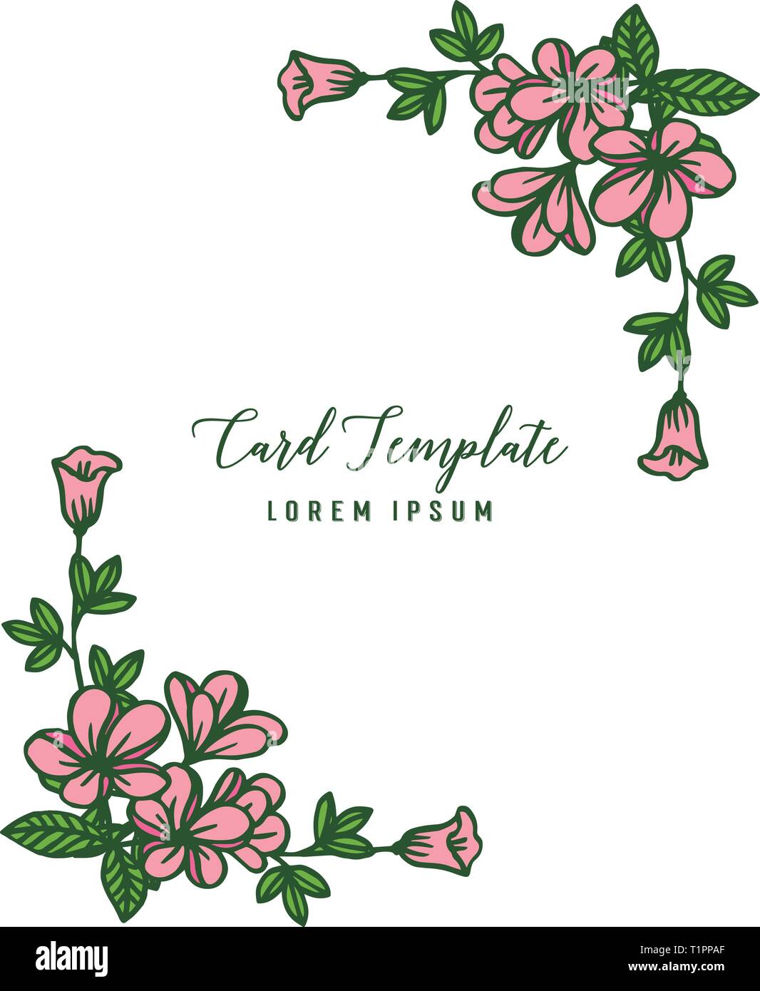 Vector illustration abstract pink flower frame for invitation card ...