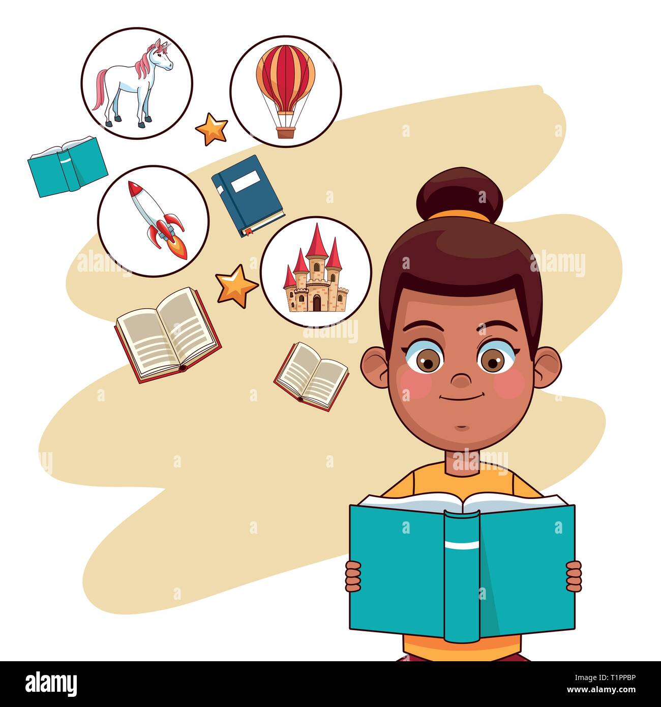 Kids reading fairy tales Stock Vector Image & Art - Alamy