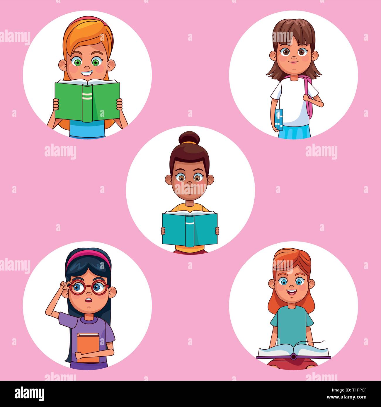 Kids reading books cartoons Stock Vector Image & Art - Alamy