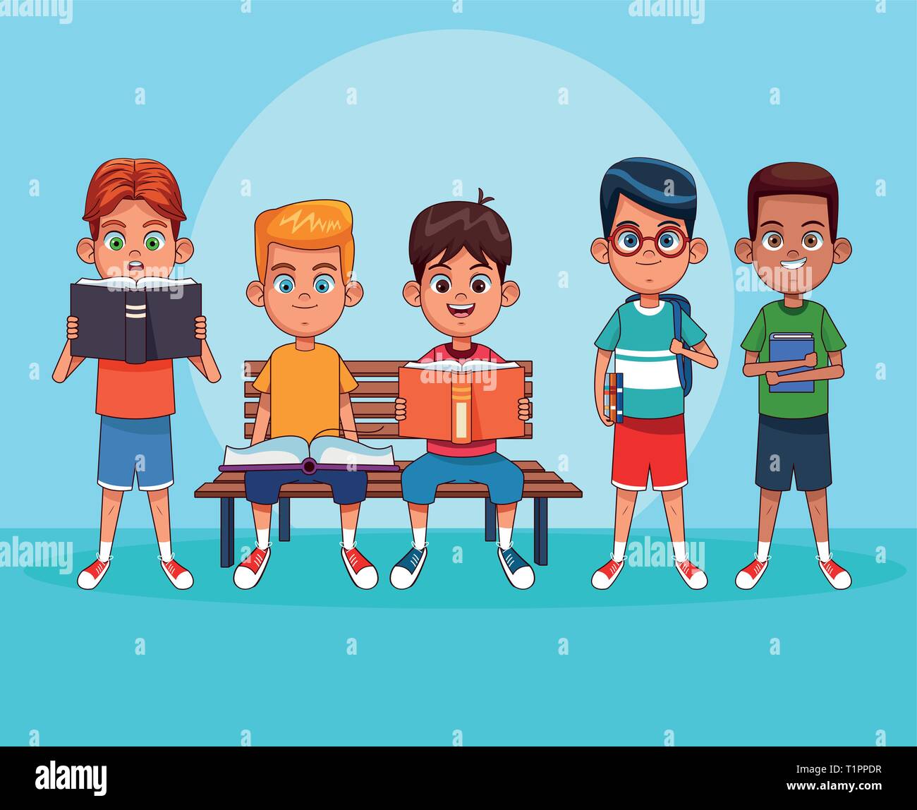 Kids reading books cartoons Stock Vector Image & Art - Alamy