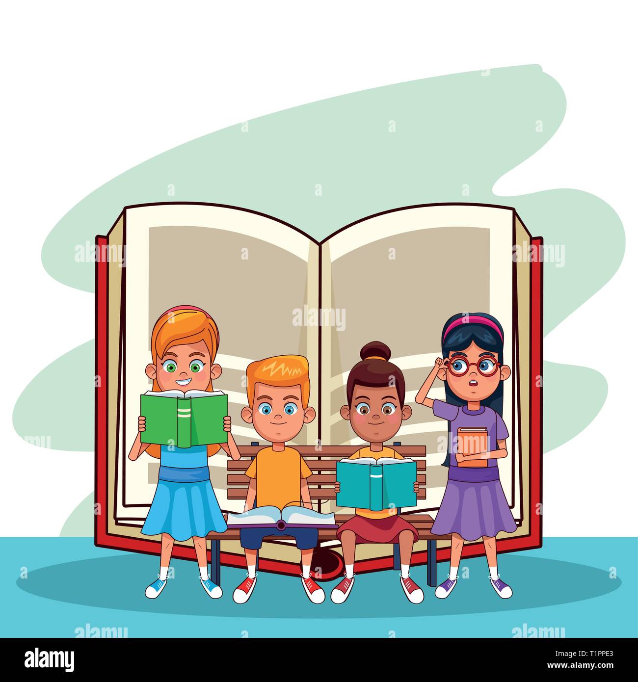 Kids and books cartoons Stock Vector Image & Art - Alamy