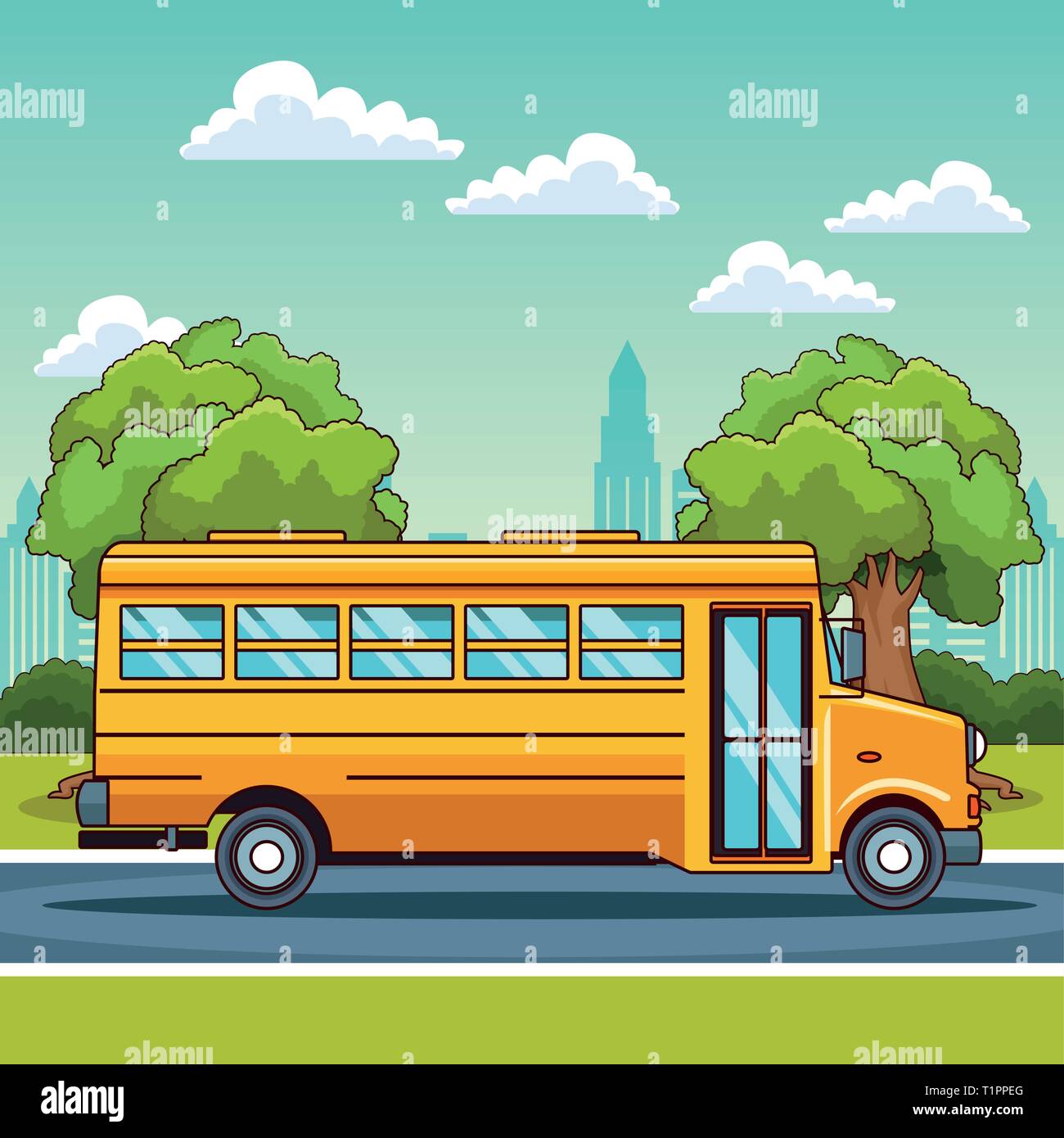 Passing school bus Stock Vector Images - Alamy