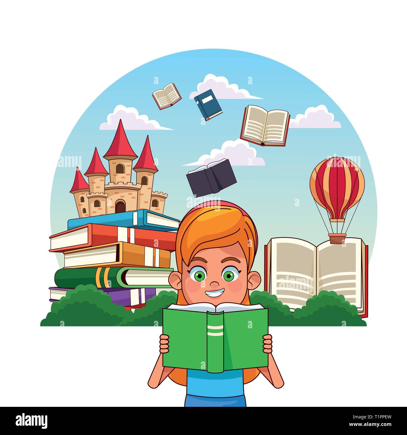 Kids reading fairy tales Stock Vector Image & Art - Alamy