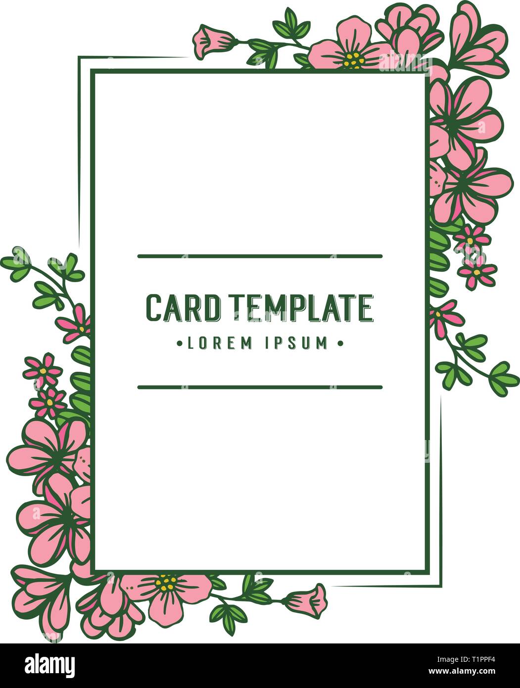 Vector illustration ornate of pink flower frame for writing of card ...