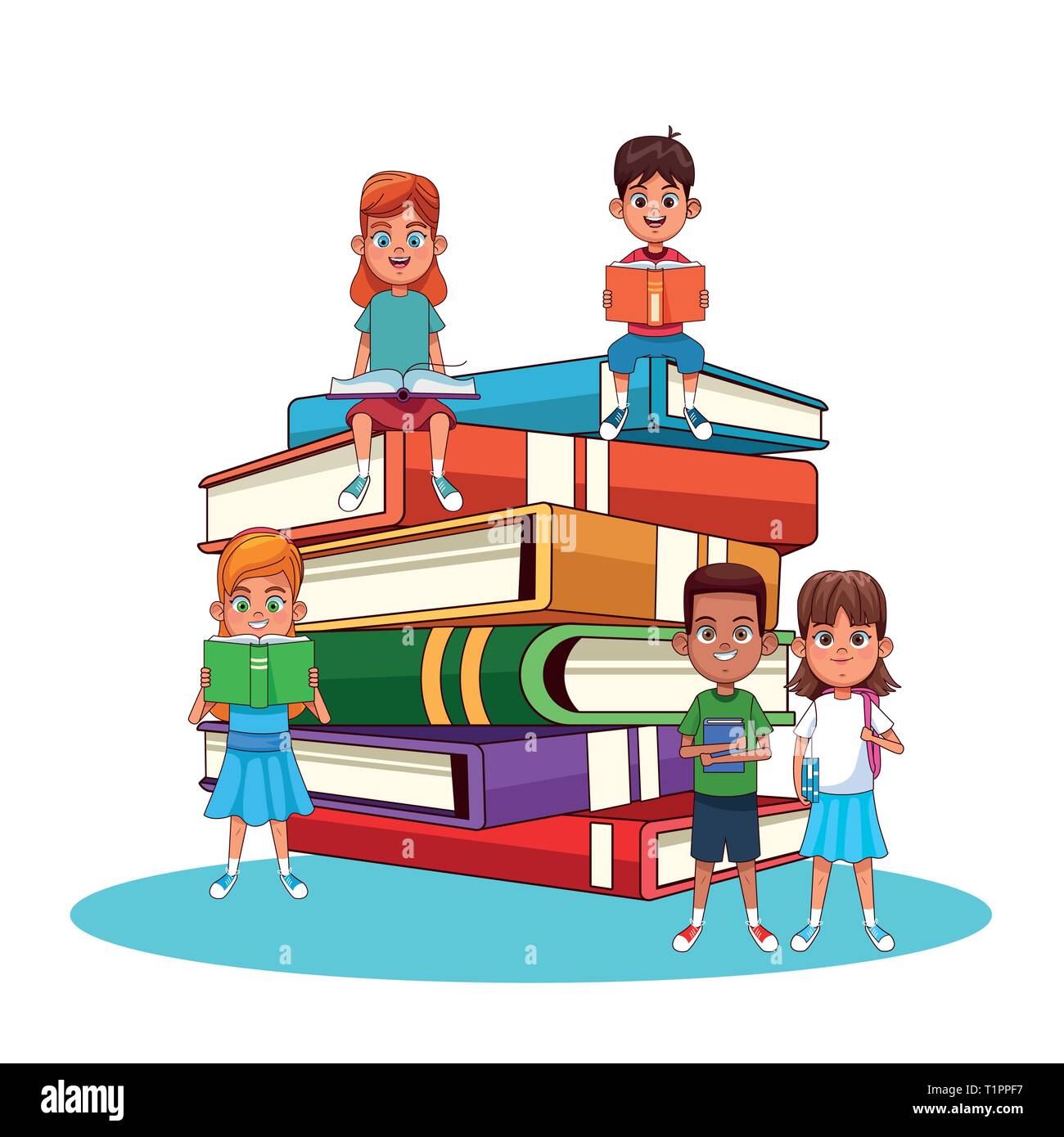 Kids and books cartoons Stock Vector Image & Art - Alamy