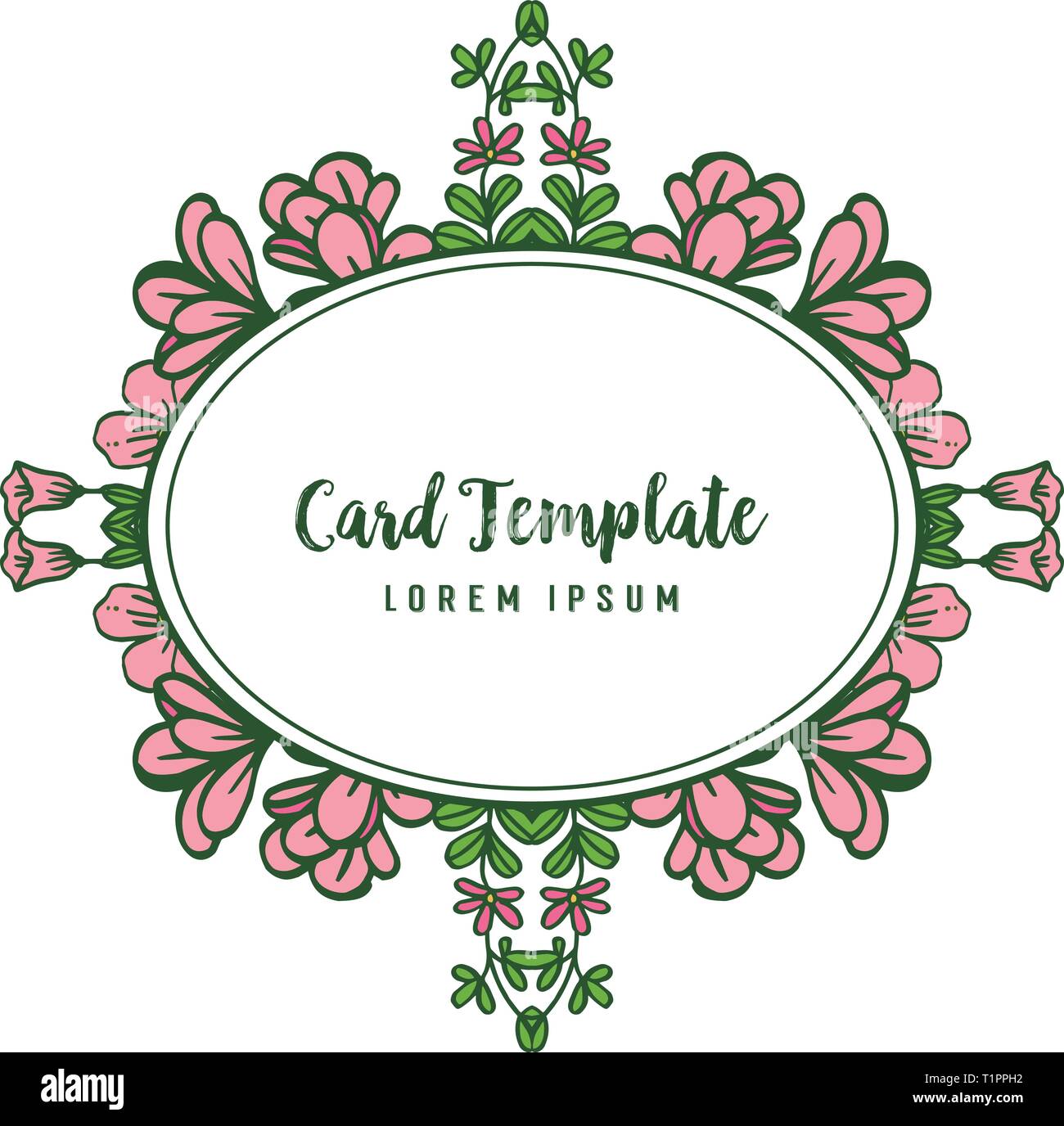 Vector illustration design artwork pink flower frame for vintage card ...
