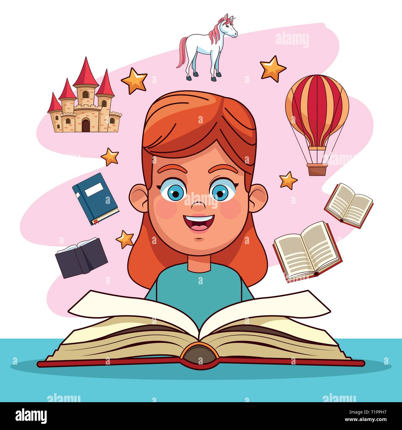 Kids reading fairy tales Stock Vector Image & Art - Alamy